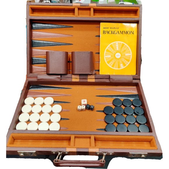 Unbranded | Games | Vintage Backgammon Claps Locks Brown Briefcase ...